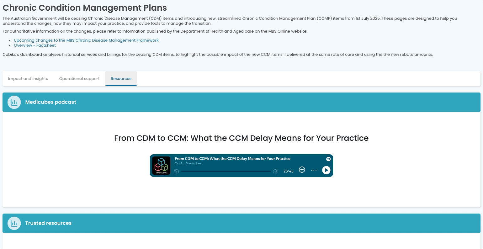 Chronic Condition Management Plan (CCMP) changes