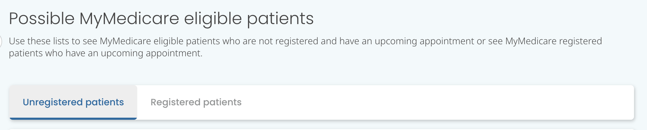 MyMedicare - Eligible patients with an appointment today